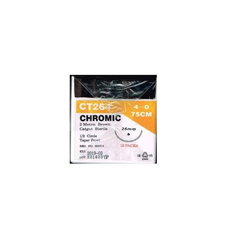 Catgut Chromic 4-0 26mm 12 Pcs/Box | ACE Medical Enterprise
